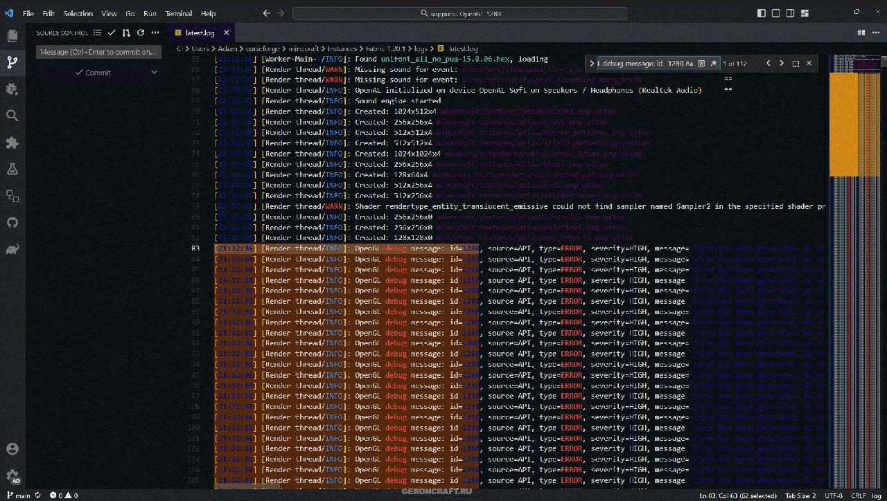 Suppress OpenGL Error 128(0-2) [1.21.4] [1.20.6] [1.19.4] / Minecraft ...